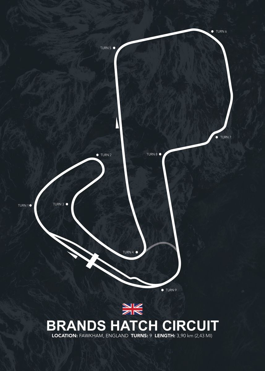 'Brands Hatch ' Poster, picture, metal print, paint by Mapsters | Displate