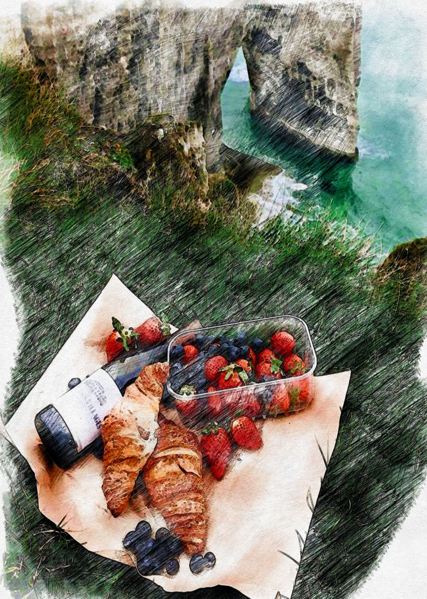'Picnic On A Cliff ' Poster by ISAAC SEYMOUR | Displate