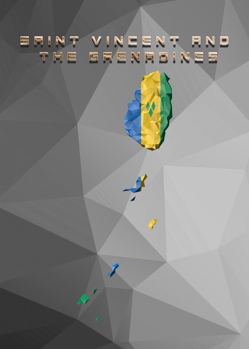 'Saint Vincent Country Map' Poster by Five Senses Art | Displate