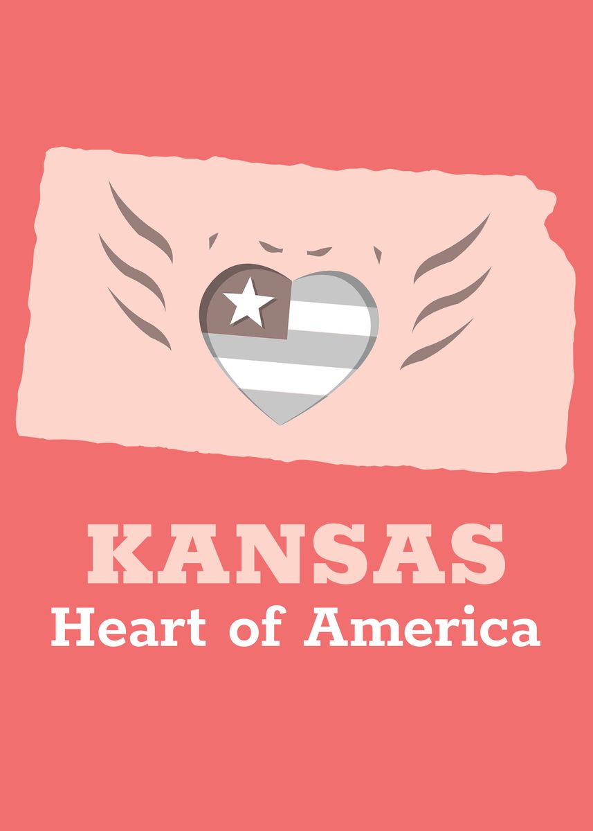 'Kansas Heart of America ' Poster, picture, metal print, paint by Max ...