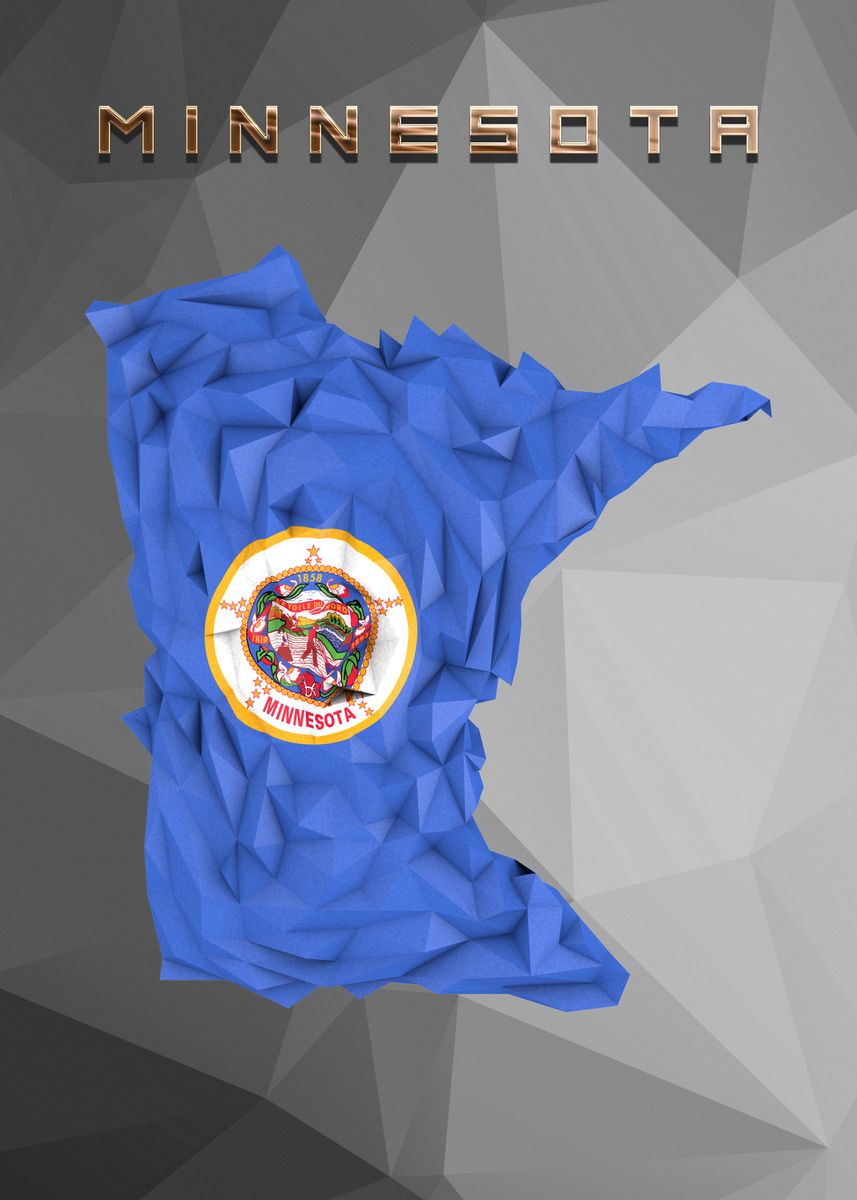 'Minnesota State Map' Poster, picture, metal print, paint by Five ...