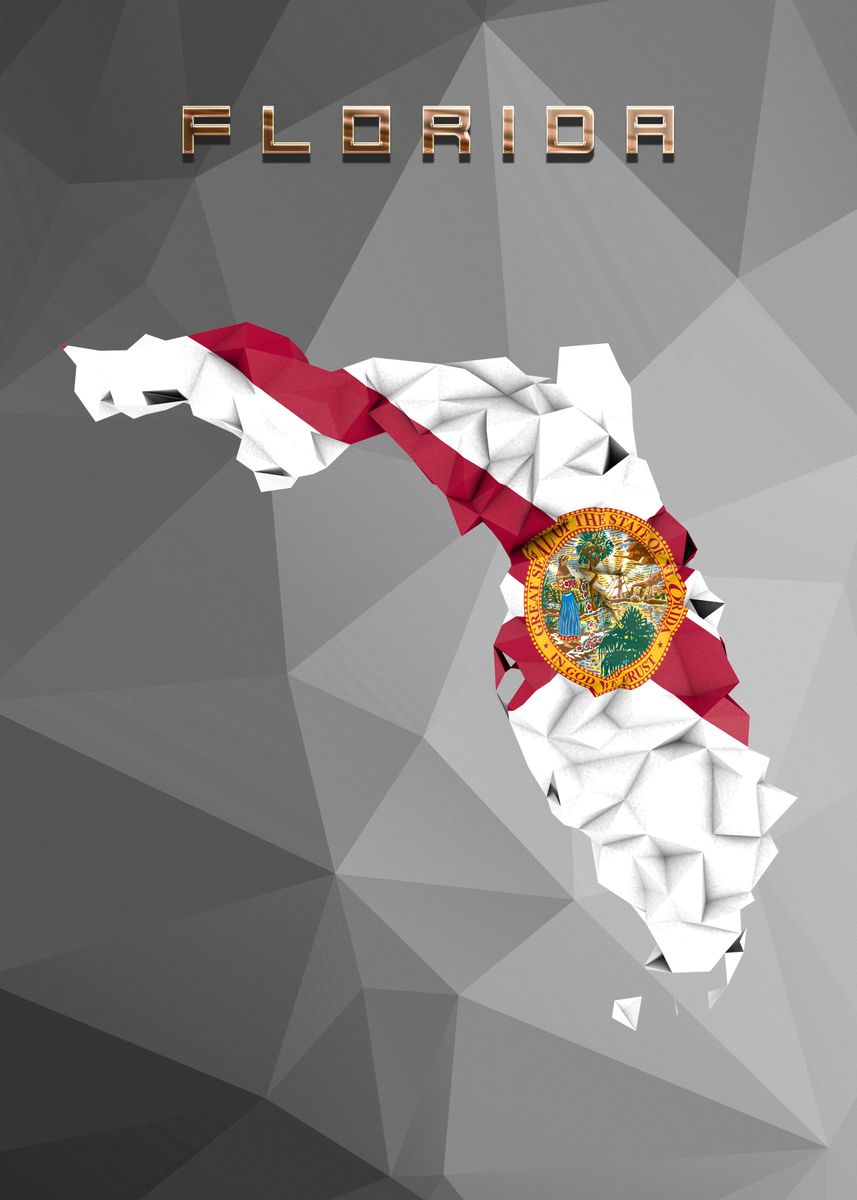 'Florida State Map' Poster by Five Senses Art | Displate