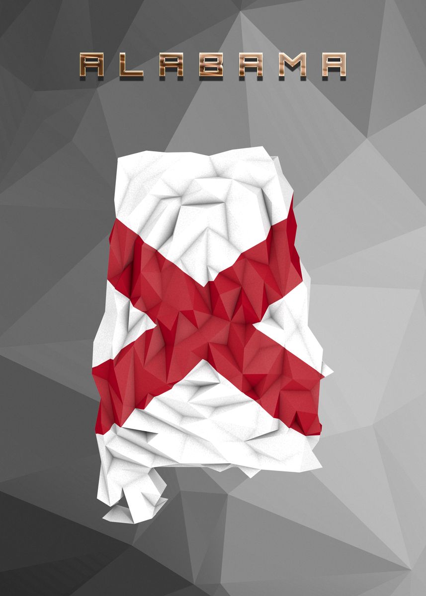 'Alabama State Map' Poster by Five Senses Art | Displate