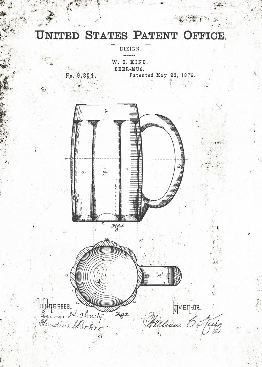 'Beer Mug Patent' Poster, picture, metal print, paint by TheArtCart ...