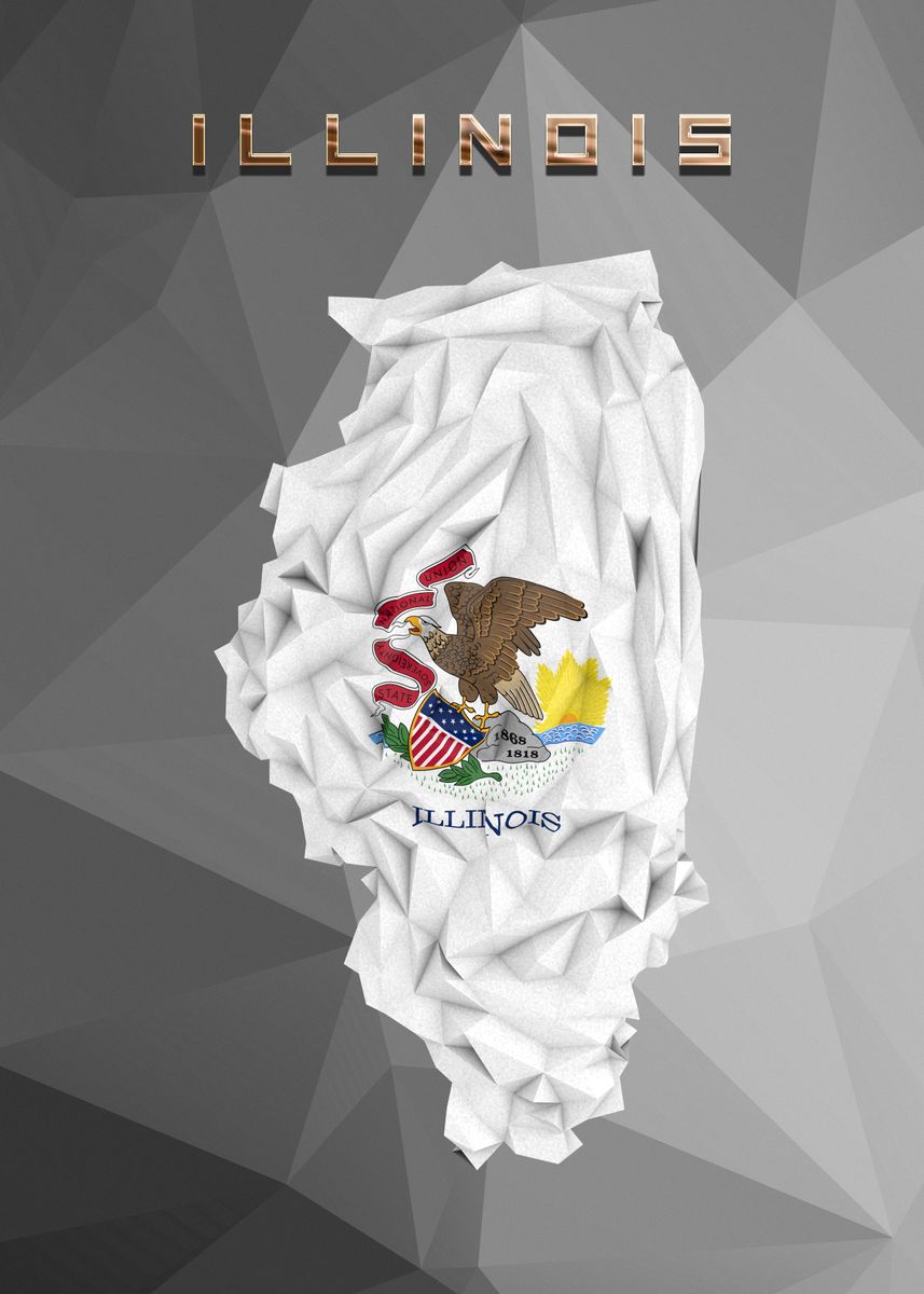 'Illinois State Map' Poster, picture, metal print, paint by Five Senses ...