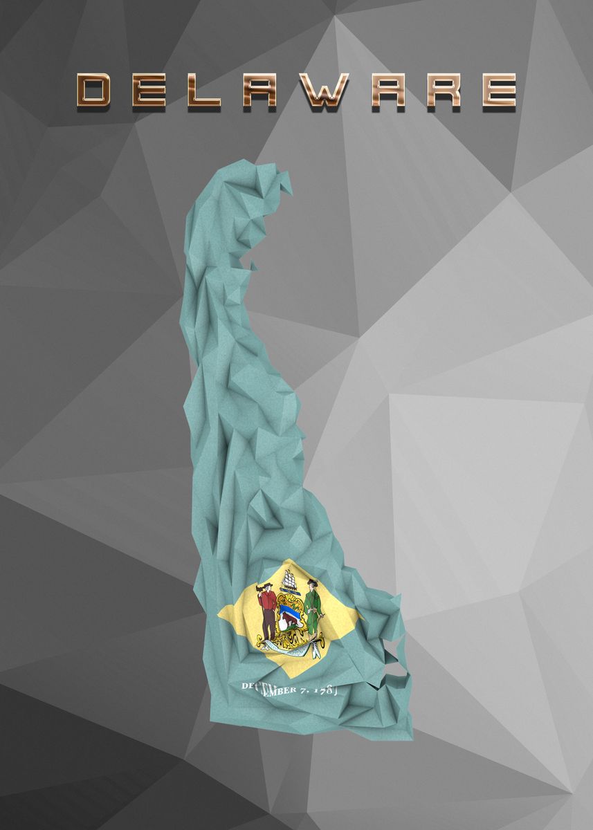 'Delaware State Map' Poster, picture, metal print, paint by Five Senses ...