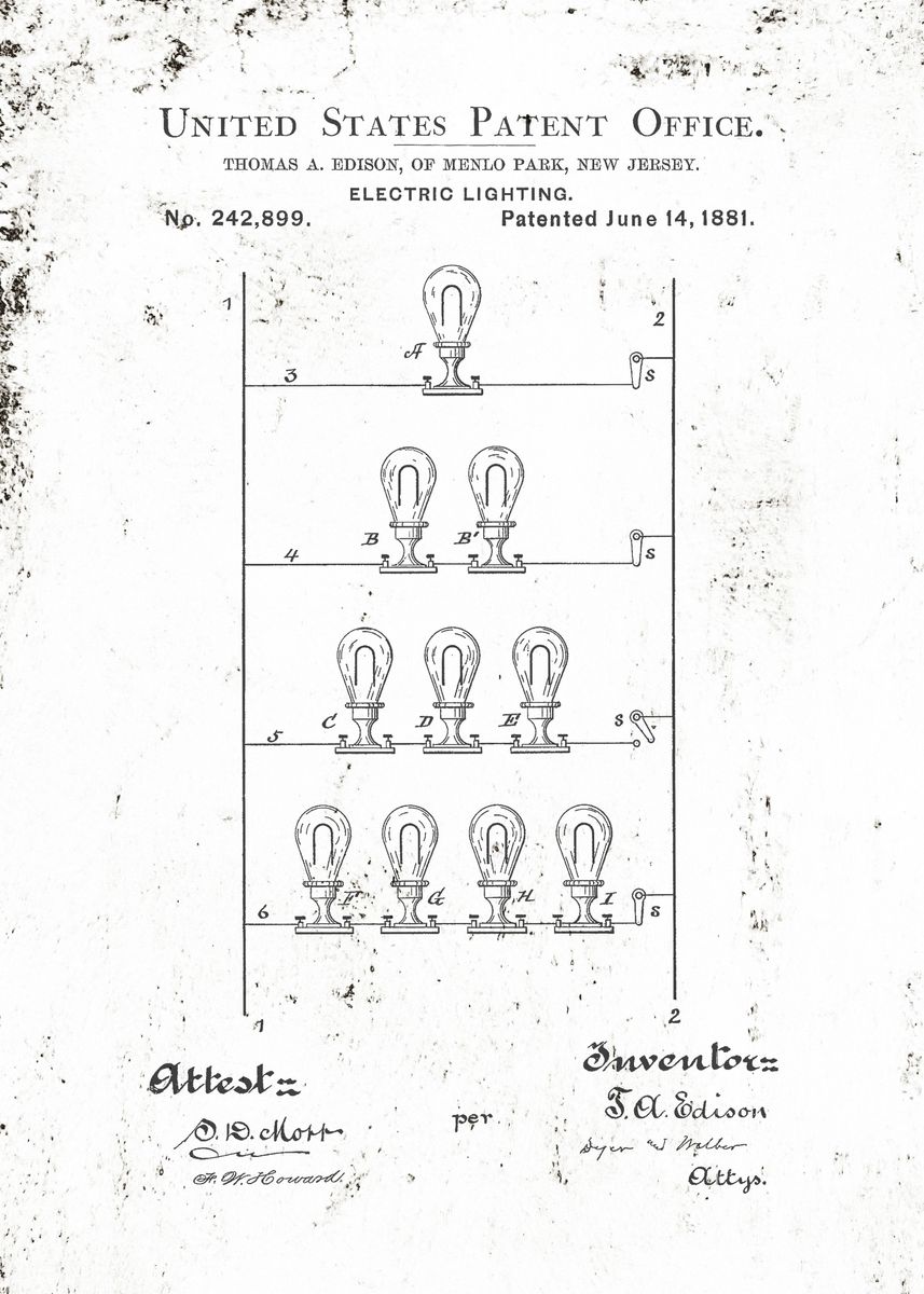 'Edison Electric Lighting' Poster, picture, metal print, paint by ...