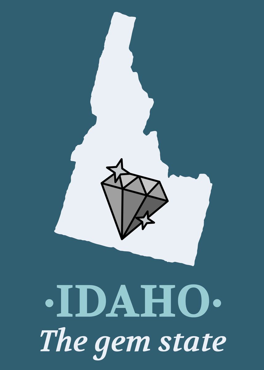 'Idaho the gem state map' Poster, picture, metal print, paint by Max ...