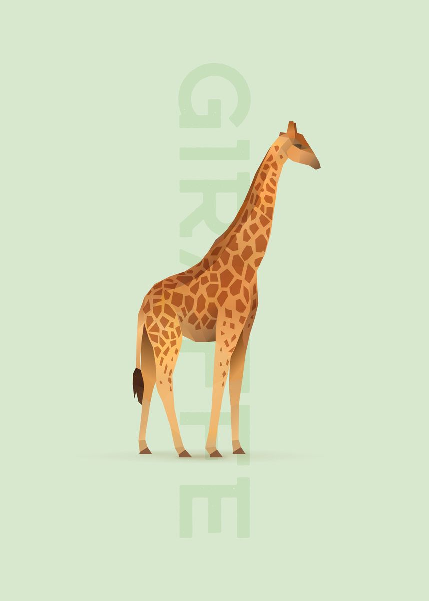 'Giraffe cute isometric ' Poster, picture, metal print, paint by Uber ...