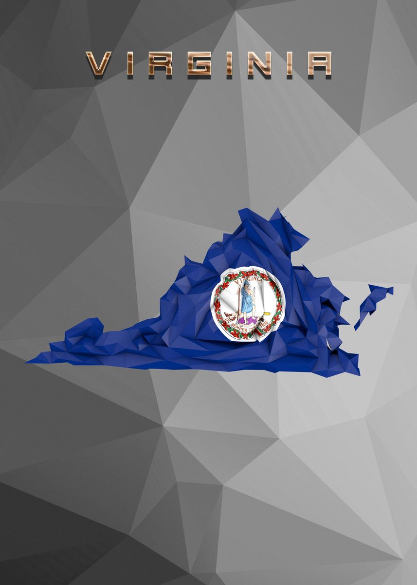 'Virginia State Map' Poster, picture, metal print, paint by Five Senses ...