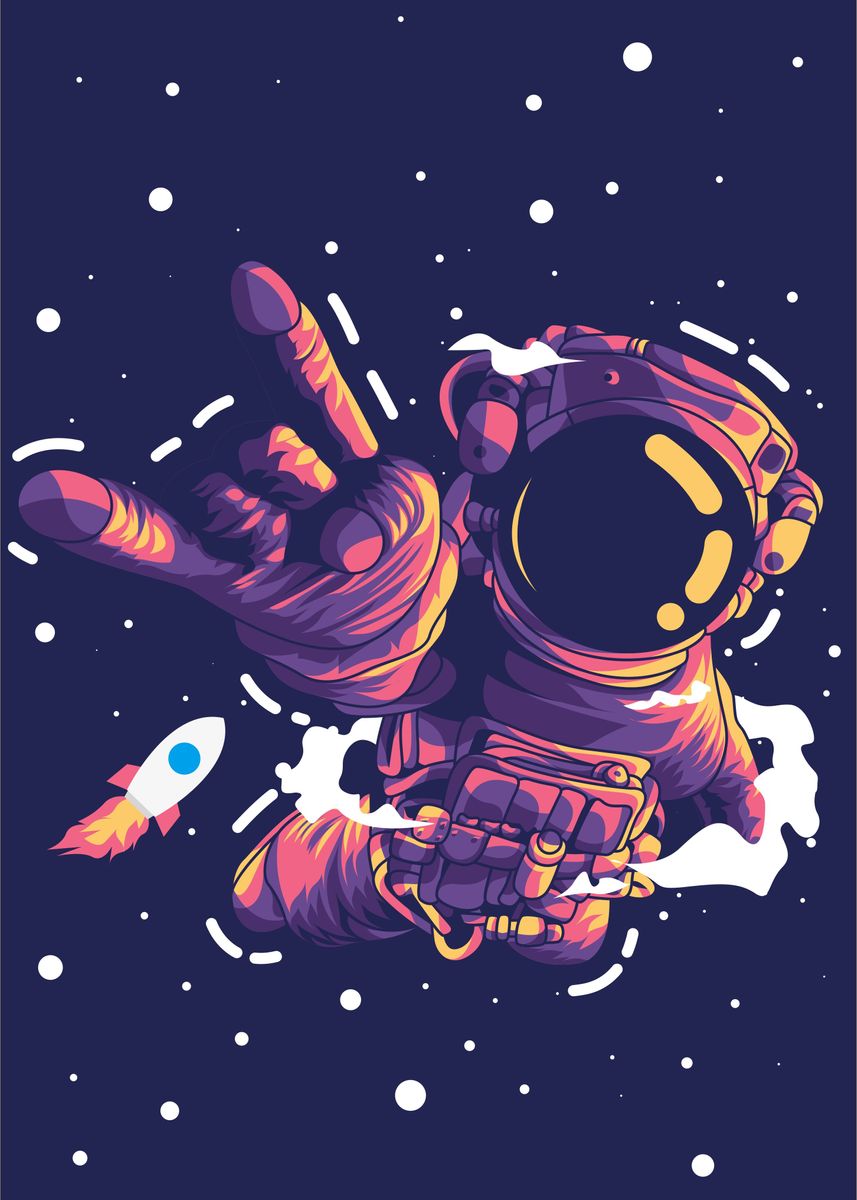 'Spaceman Metal' Poster, picture, metal print, paint by Burhandowski ...