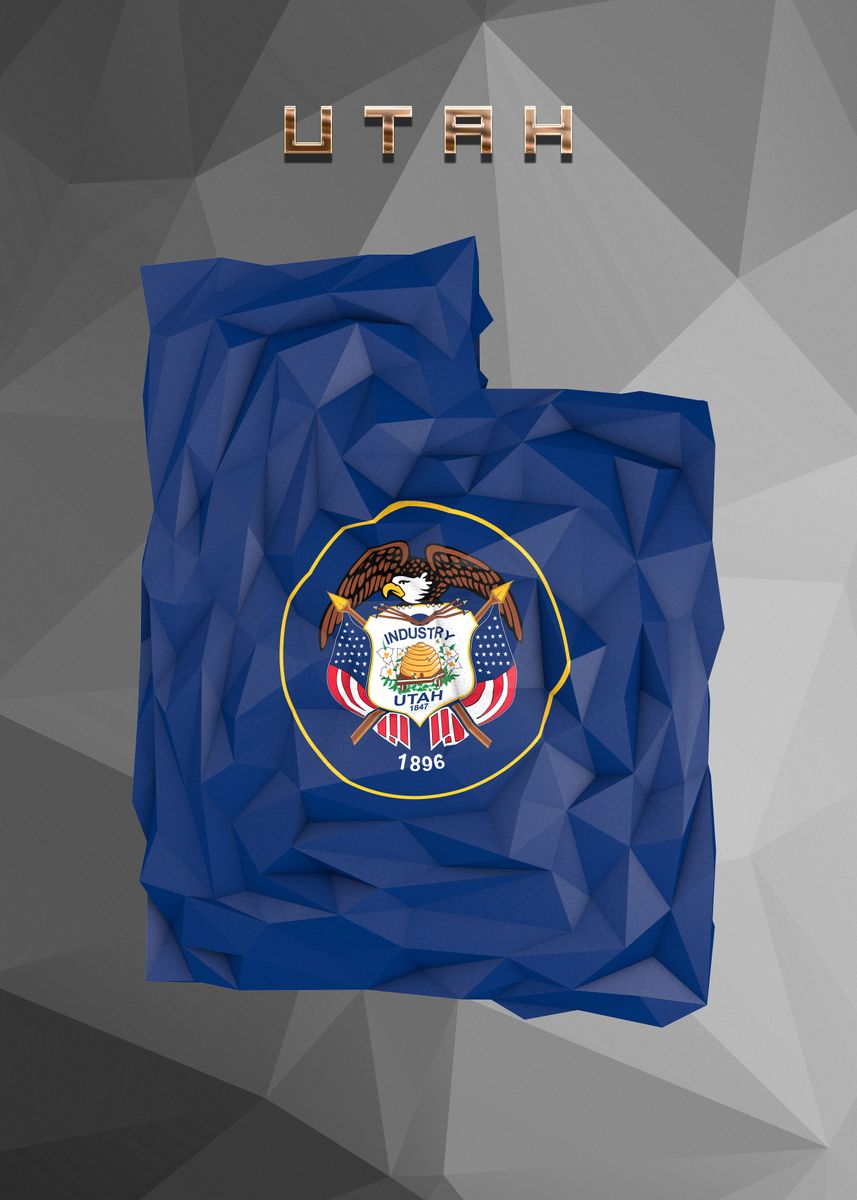 'Utah State Map' Poster by Five Senses Art | Displate