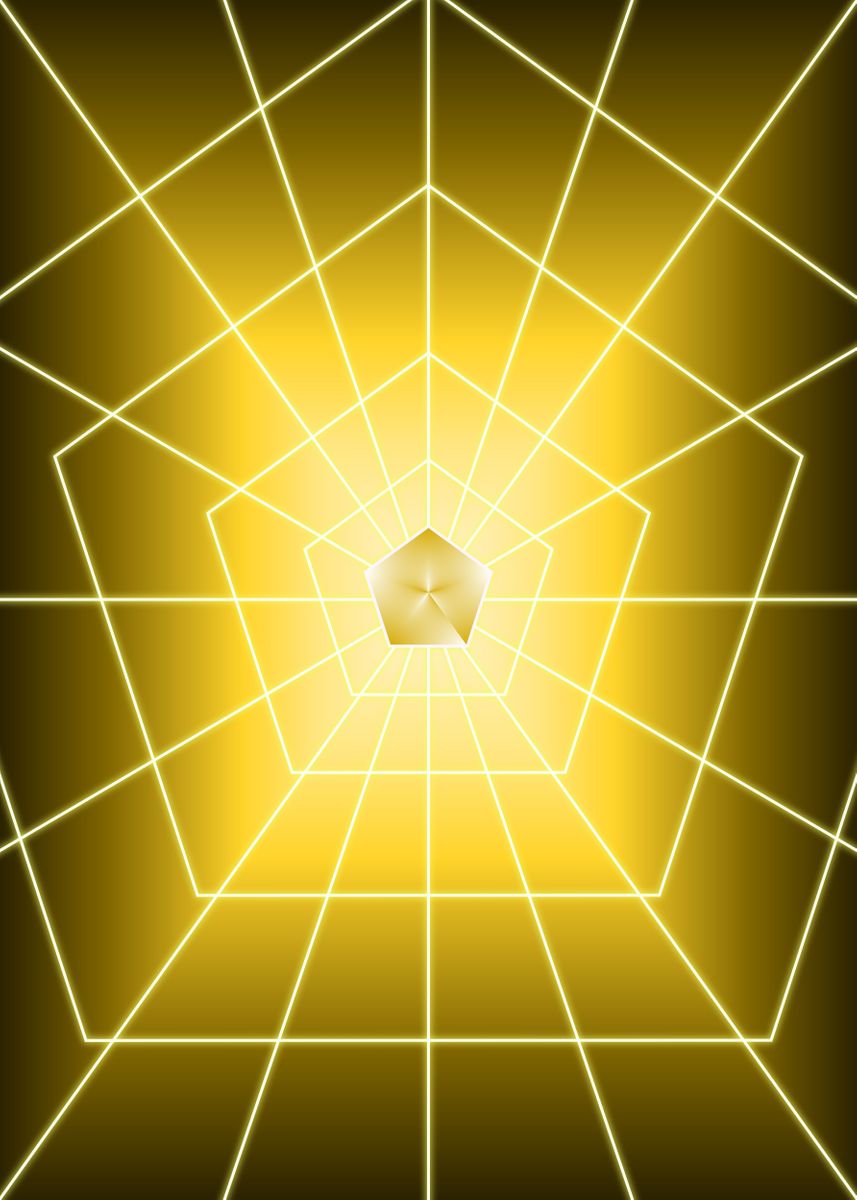 'Yellow Pentagon Dark' Poster, picture, metal print, paint by Creatify ...