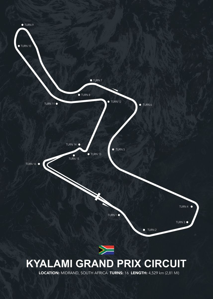 'Kyalami Flash circuit' Poster, picture, metal print, paint by Mapsters ...