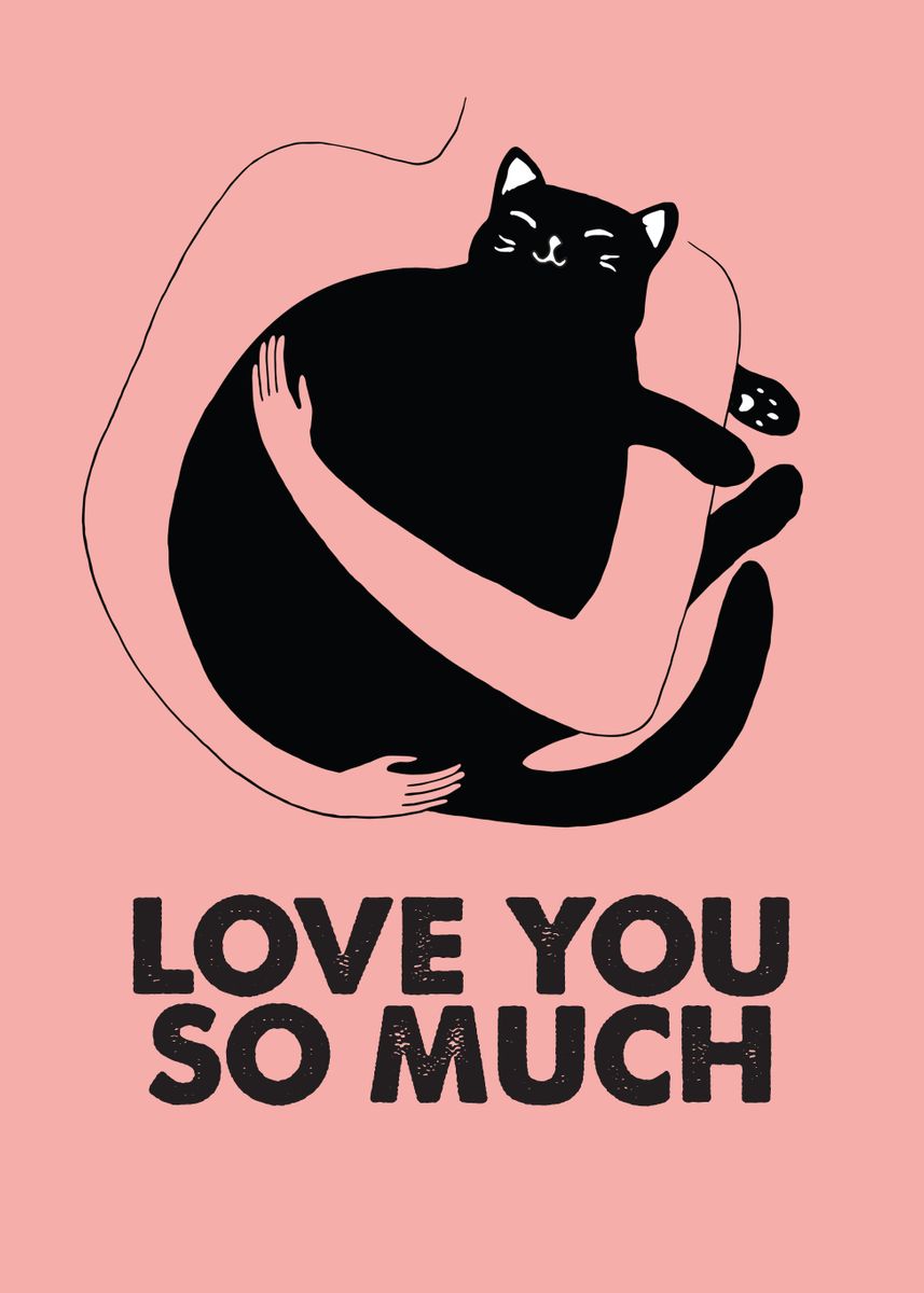 'Happy cat' Poster, picture, metal print, paint by Nicola Yarrow | Displate