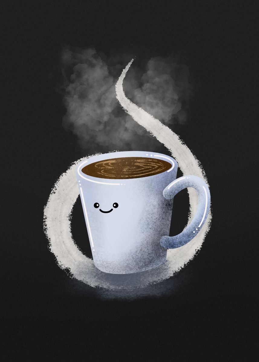 'Cute Hot Coffee' Poster, picture, metal print, paint by Popo | Displate