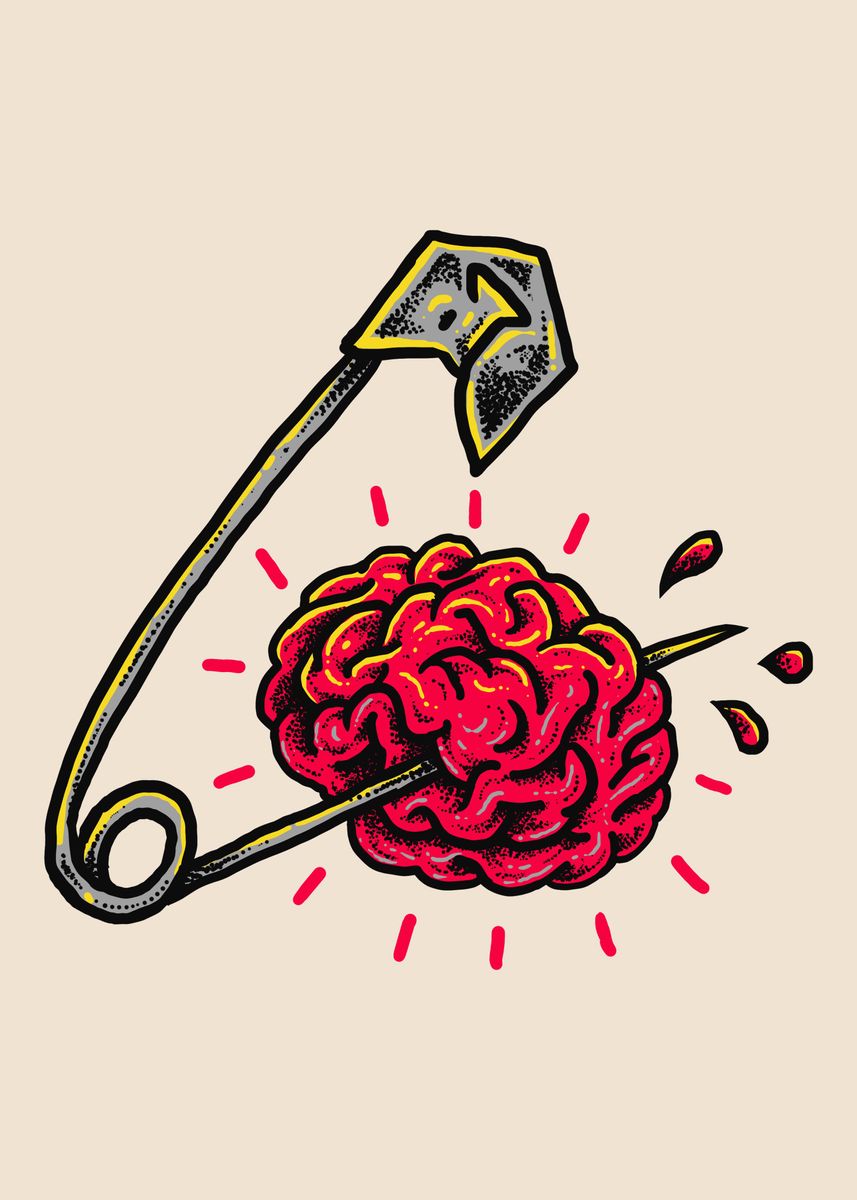 'Safety pin Brain illustrat' Poster by design by sebrodbrick | Displate