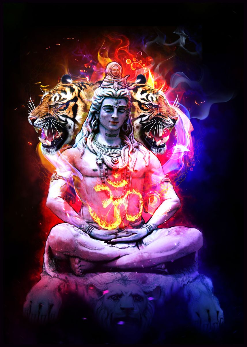 'Lightning Shiva' Poster, picture, metal print, paint by Amrendra Kumar ...