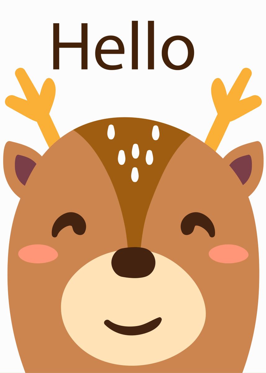 'hello deer' Poster, picture, metal print, paint by Queensy Collin ...