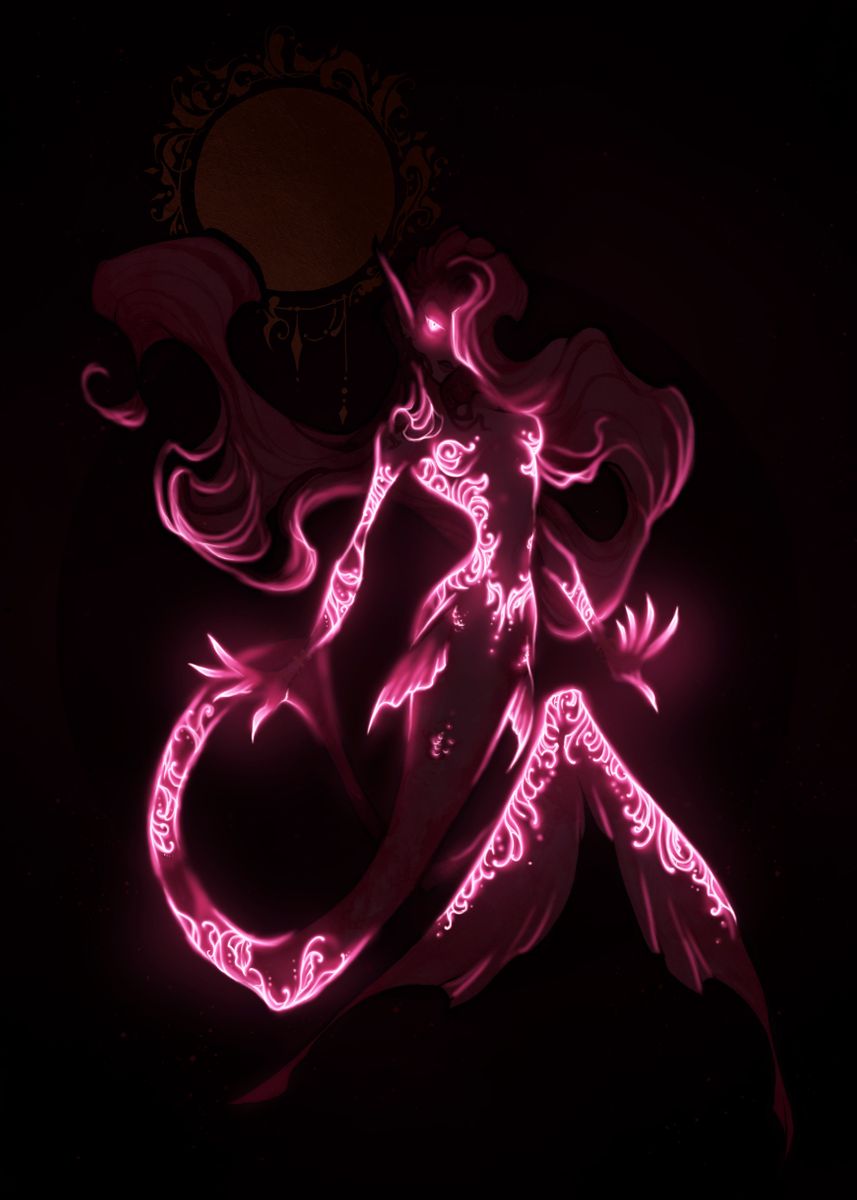 'Vivacious Pink Mermaid' Poster, picture, metal print, paint by Paow ...