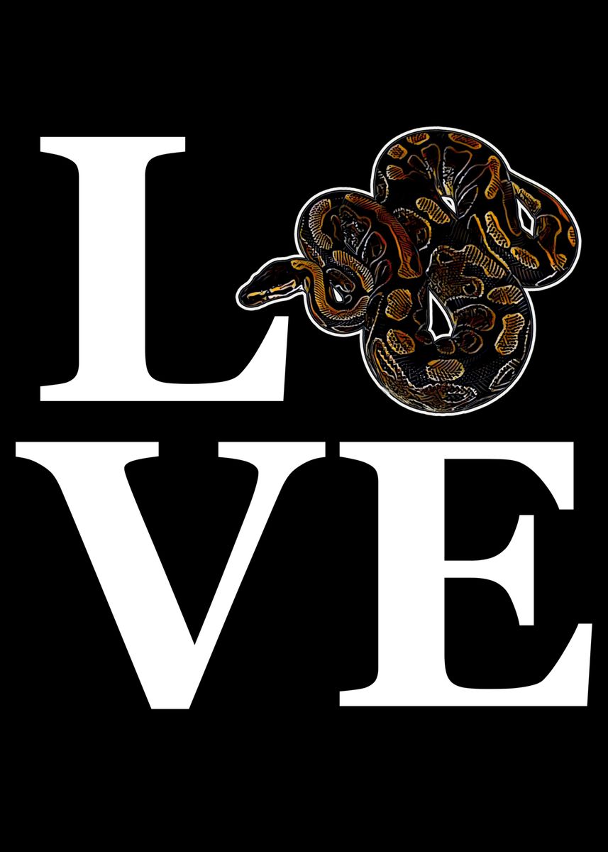 'I Love Ball Pythons Retro' Poster, picture, metal print, paint by Jon ...