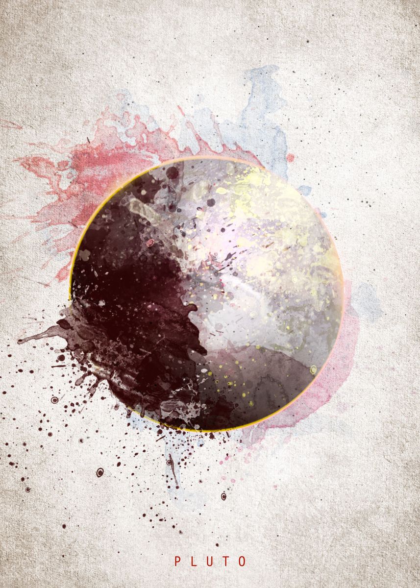 'Watercolor Pluto' Poster, picture, metal print, paint by Cosmologic ...