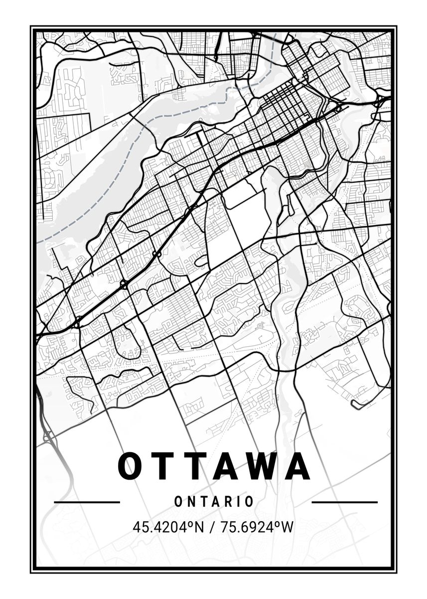 'Ottawa Light Map' Poster by Tien Stencil | Displate