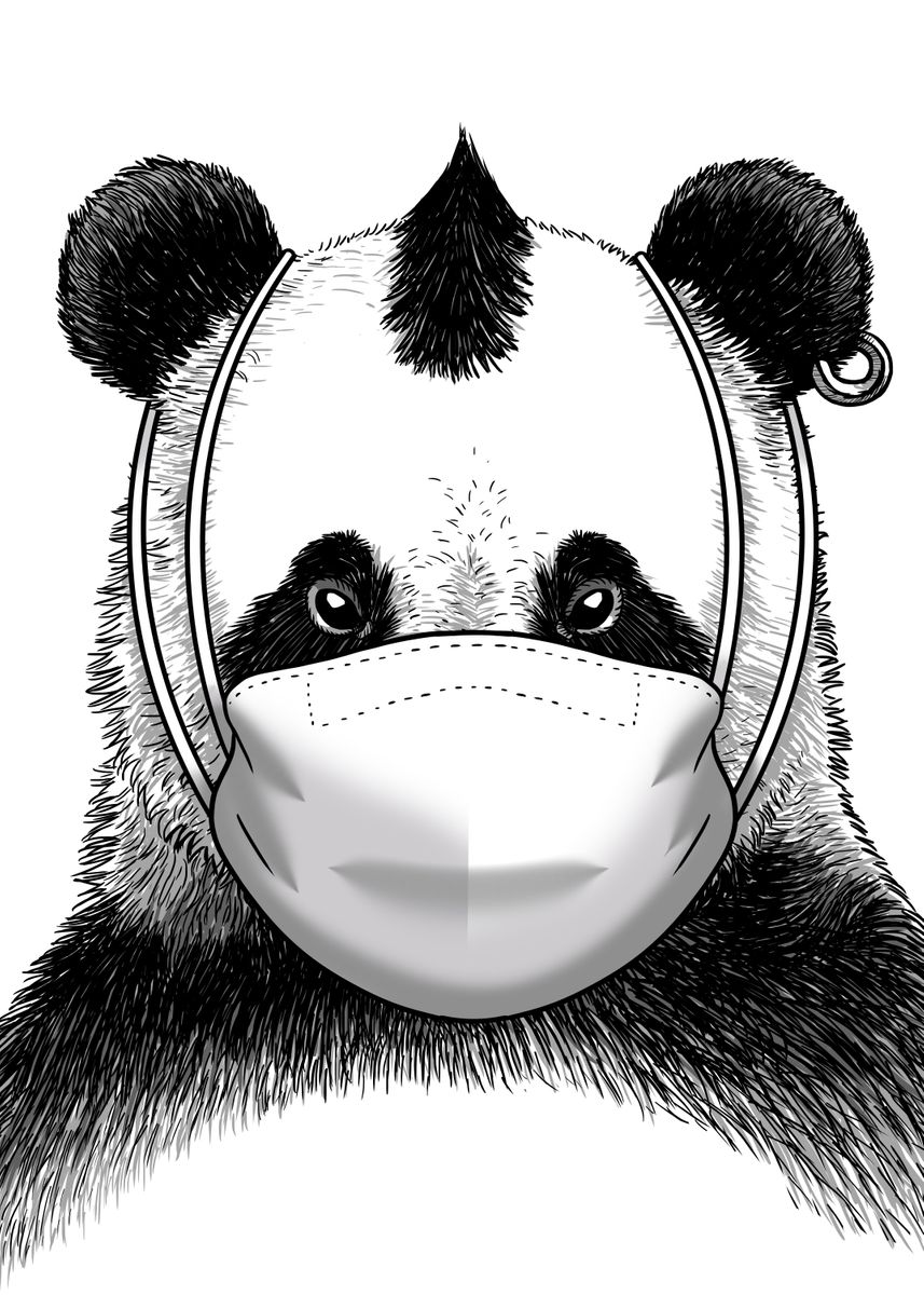 'Mask Panda' Poster, picture, metal print, paint by Alberto Perez ...
