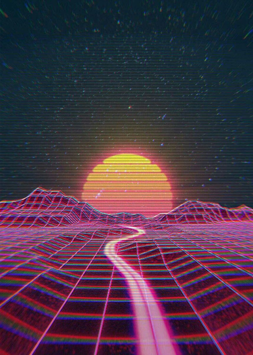 'Retro road' Poster, picture, metal print, paint by Pepega | Displate