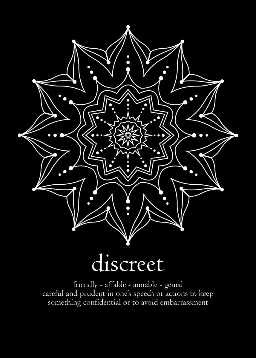 'Mandala word discreet' Poster, picture, metal print, paint by Leviosa ...