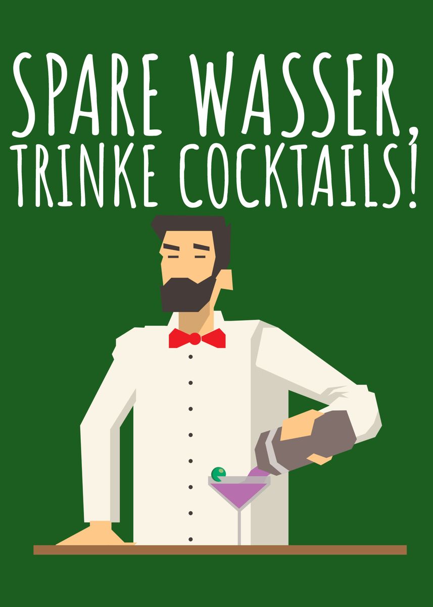'Trinke Cocktails' Poster, picture, metal print, paint by maxdesign ...