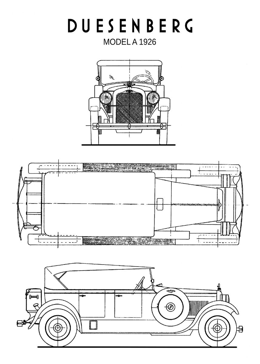 'BNW Duesenberg Model A 192' Poster by MICHAEL BRUNS PLATES | Displate