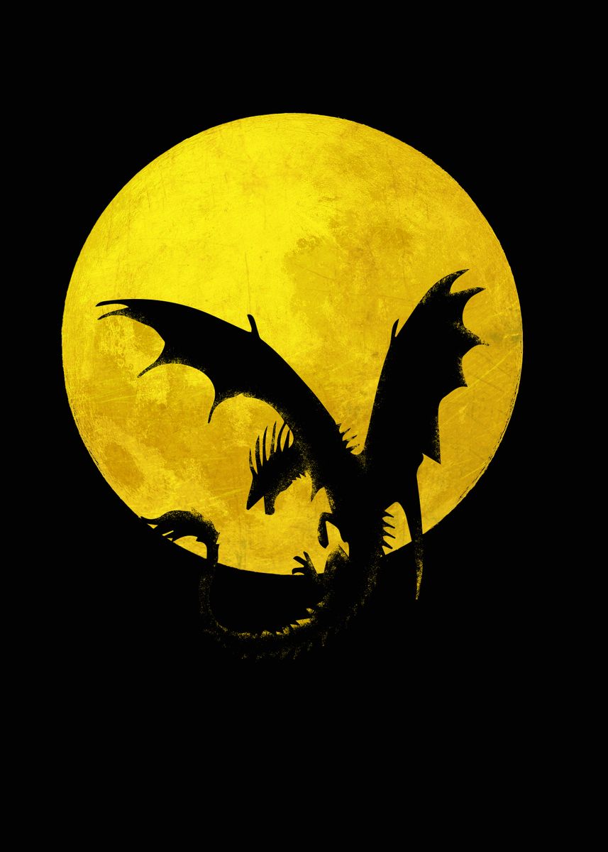 'Dragon and the moon' Poster, picture, metal print, paint by kiryadi ...