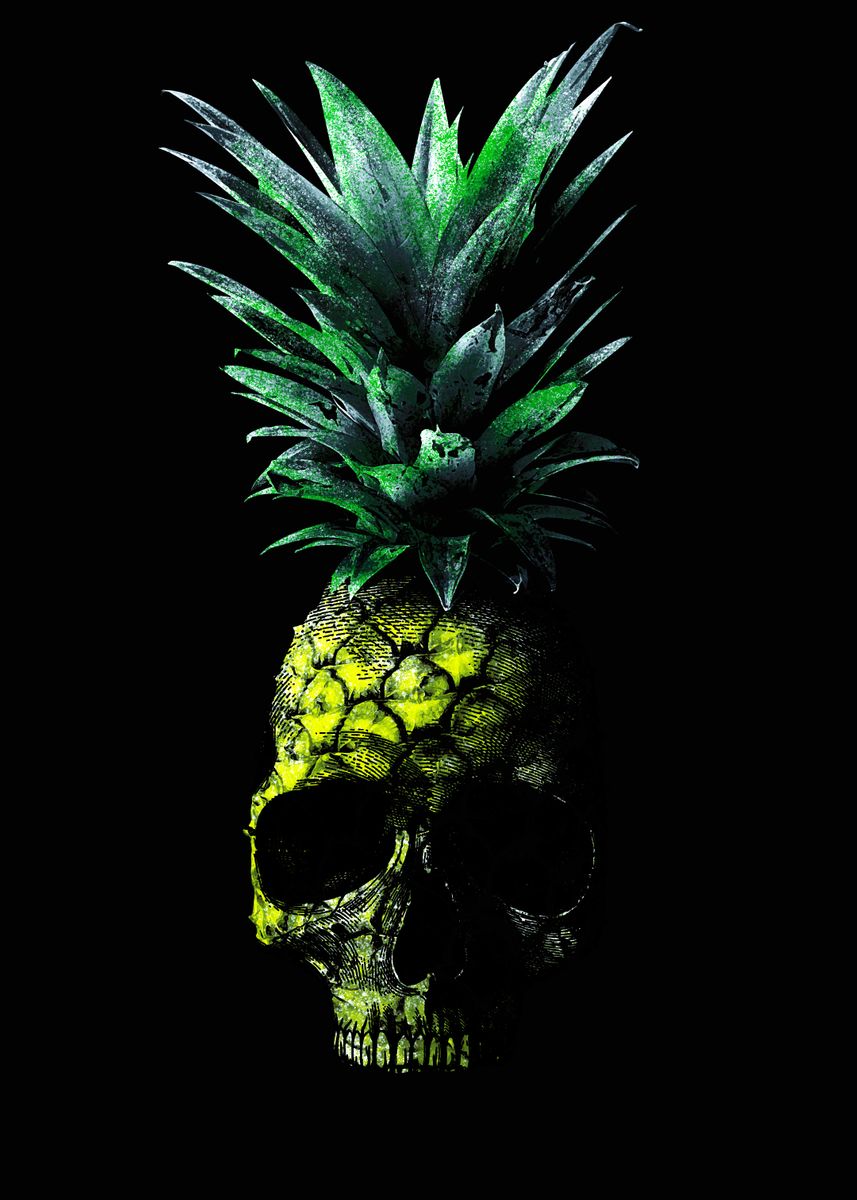 'Pineapple skull' Poster, picture, metal print, paint by kiryadi ...