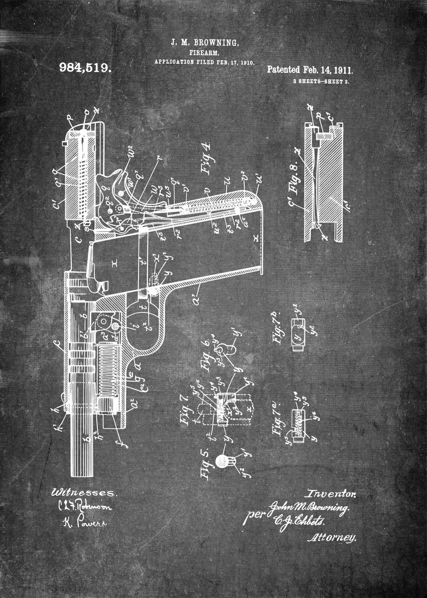 'Glock Patent' Poster, picture, metal print, paint by Mr Maker | Displate