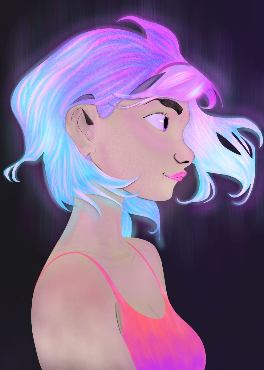 'ONE WITH THE NEON HAIR' Poster by Anubhav | Displate