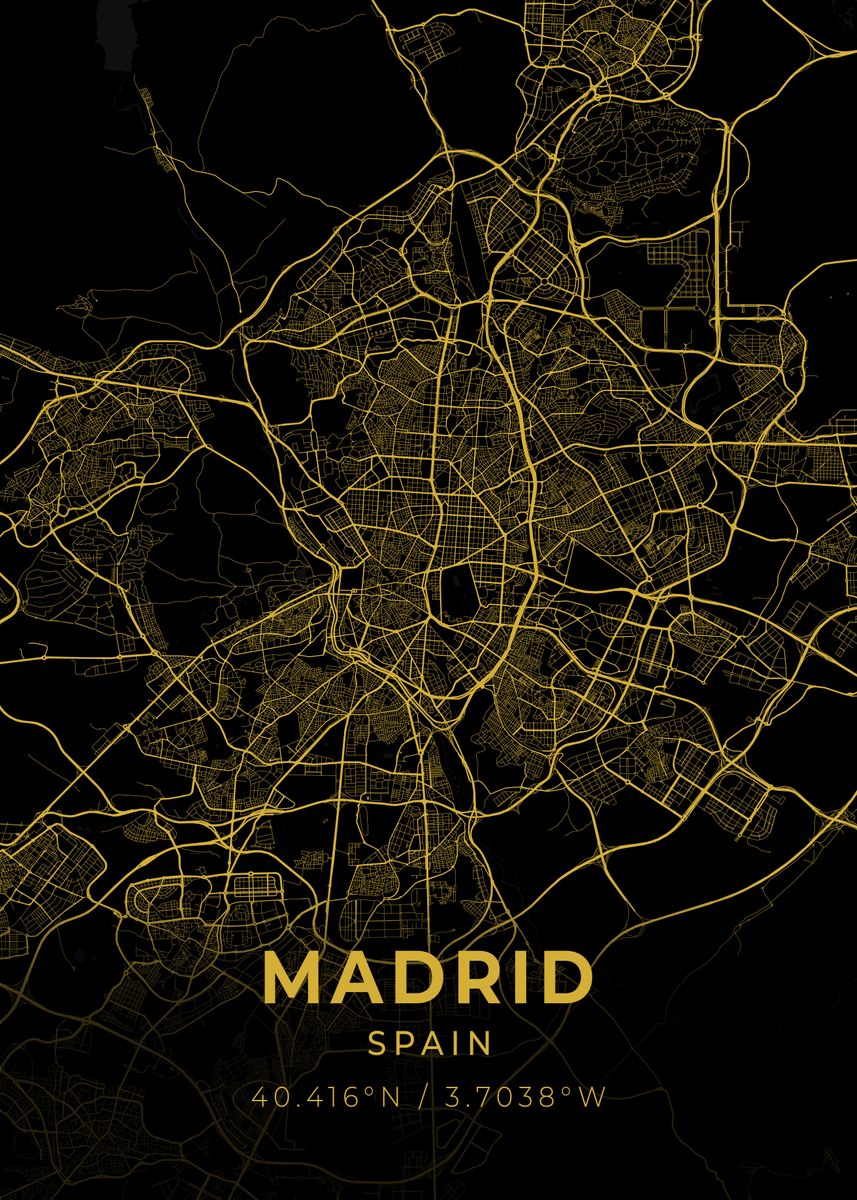 'Madrid Spain' Poster, picture, metal print, paint by Conceptual ...