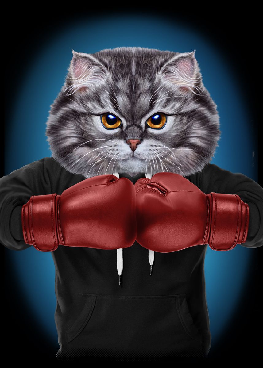 'Boxer Cat Boxing Champion' Poster, picture, metal print, paint by Fox ...