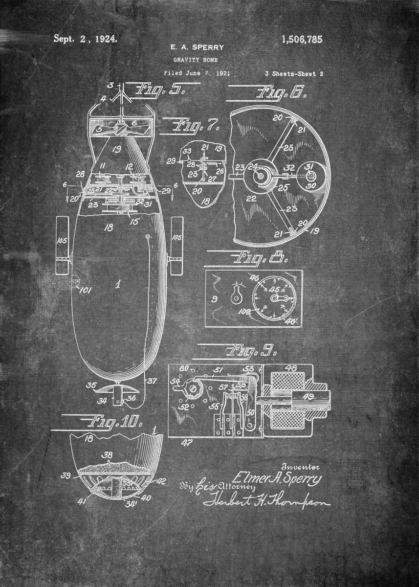 'Gravity Bomb Patent' Poster, picture, metal print, paint by Mr Maker ...