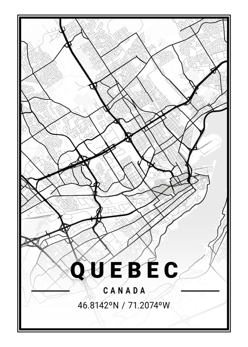 'Quebec Light City Map' Poster by Tien Stencil | Displate