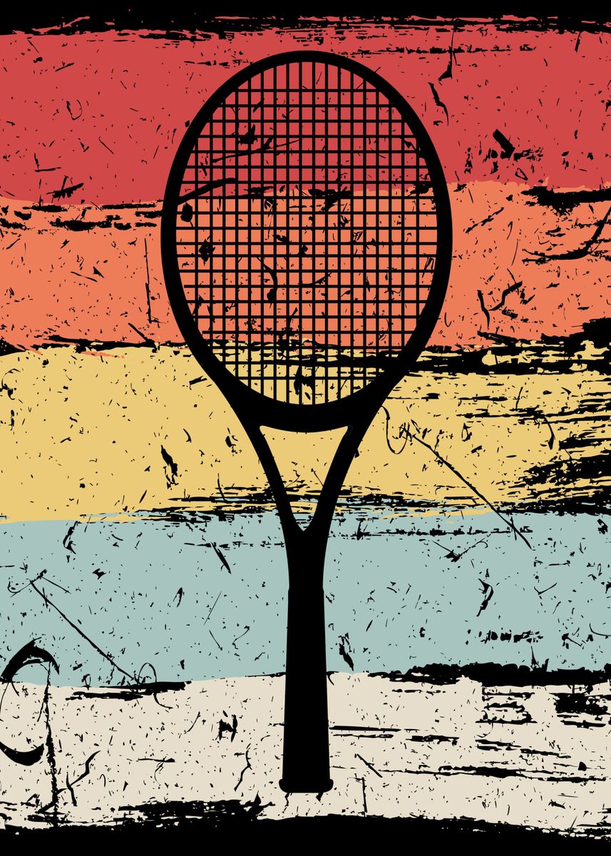 'Vintage Tennis Racket' Poster, picture, metal print, paint by ...