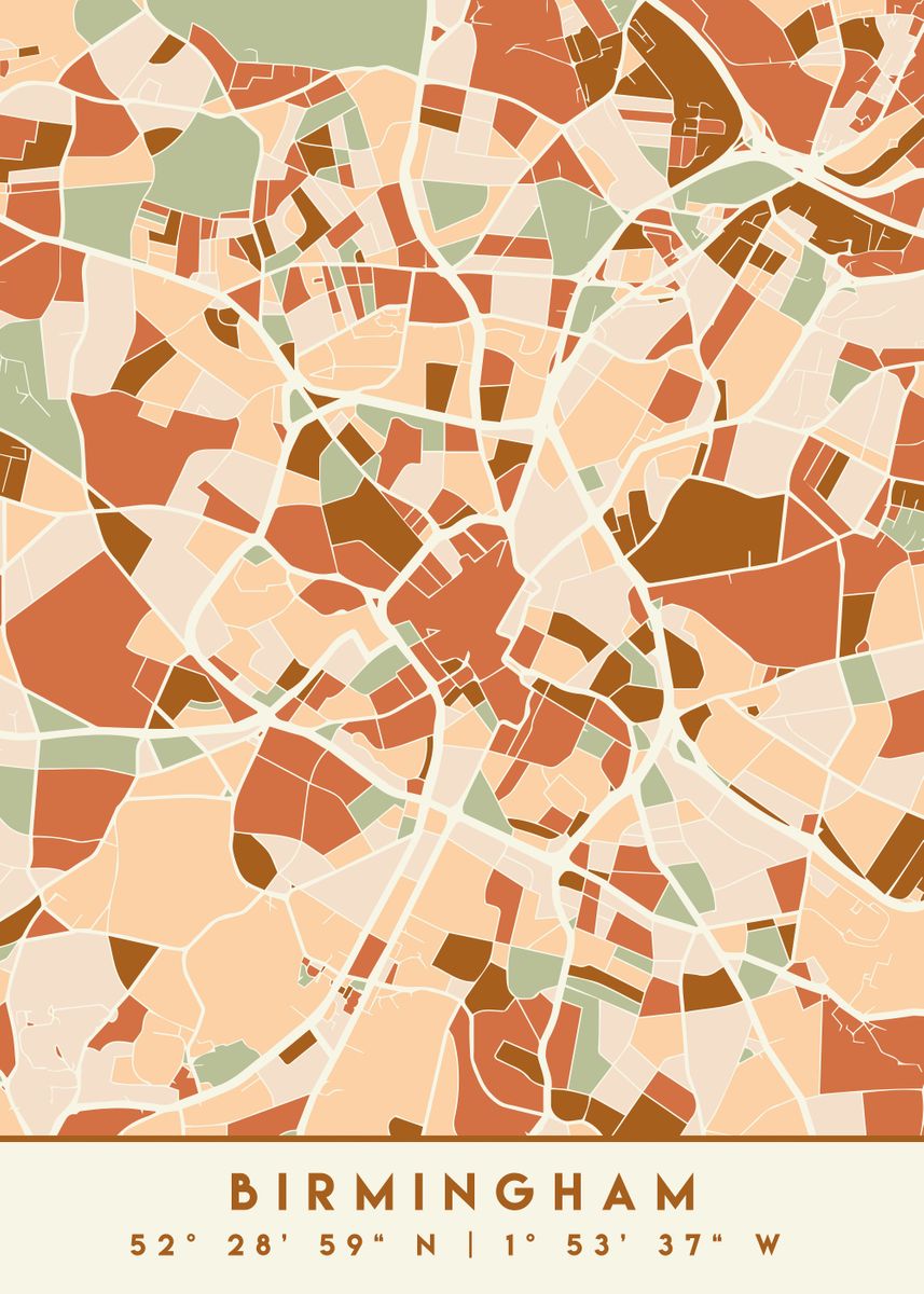 'BIRMINGHAM ENGLAND MAP' Poster by Emiliano Deificus | Displate