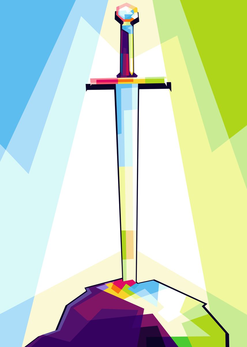 'Excalibur Pop Art Style' Poster, picture, metal print, paint by ...
