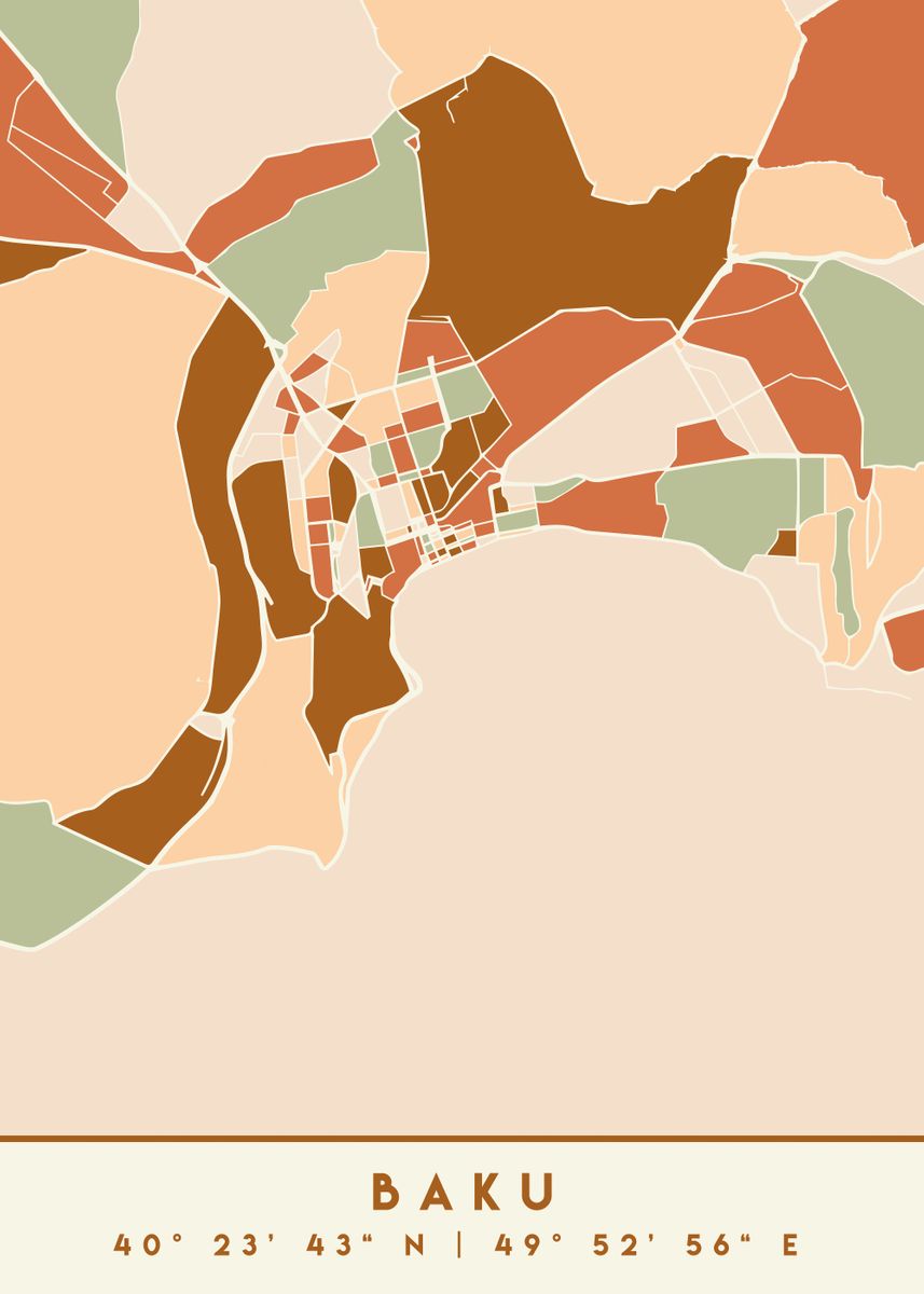 'BAKU AZERBAIJAN CITY MAP' Poster by Emiliano Deificus | Displate