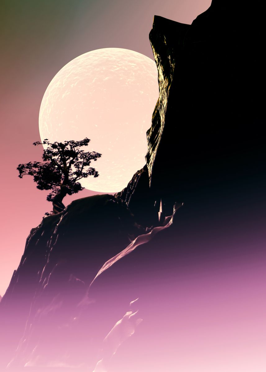 'Lonely Tree 3' Poster, picture, metal print, paint by aestevez | Displate