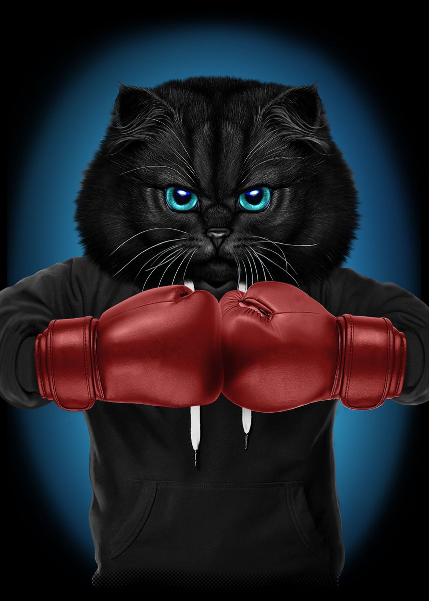 'Boxer Cat Boxing Champion' Poster by Fox Republic | Displate