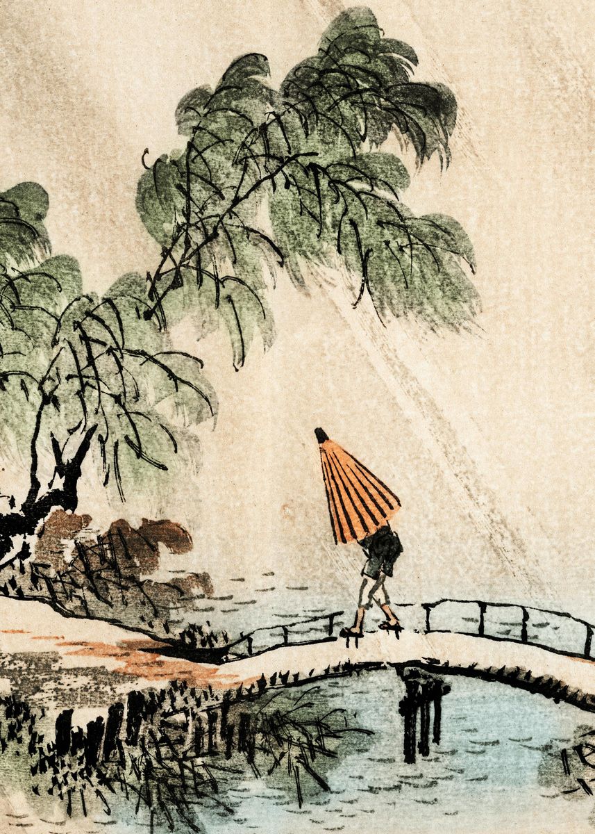 'Man Crossing A Bridge Trad' Poster by Cozyguru | Displate