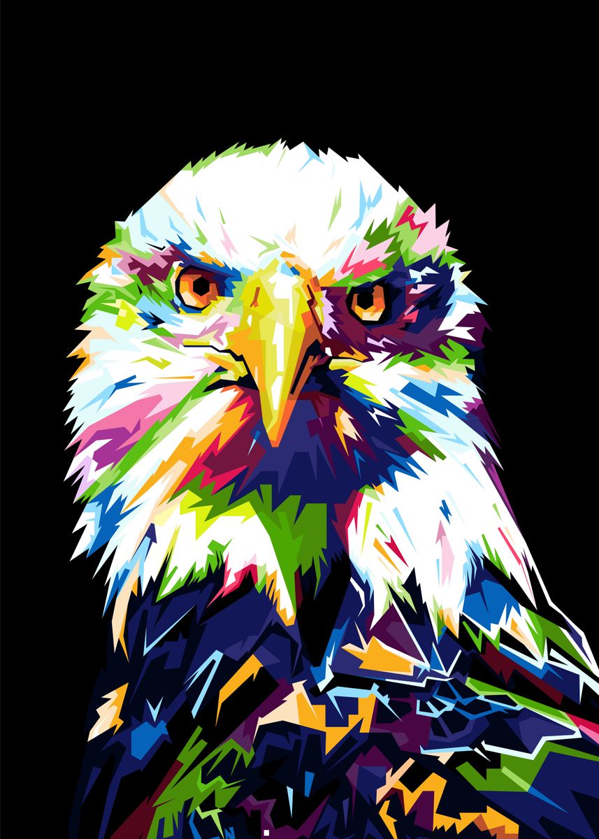 'Bald Eagle ' Poster, picture, metal print, paint by MK STUDIO | Displate