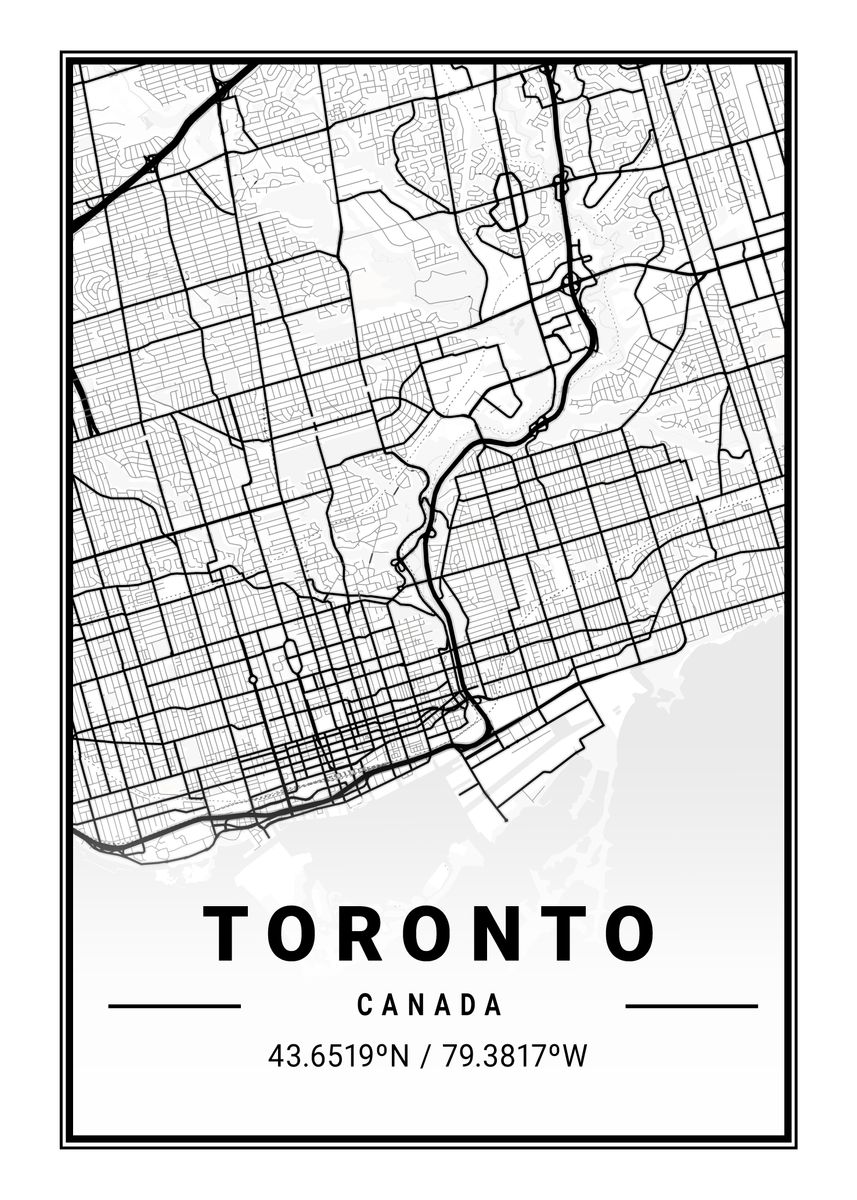 'Toronto Light City Map' Poster, picture, metal print, paint by Tien ...