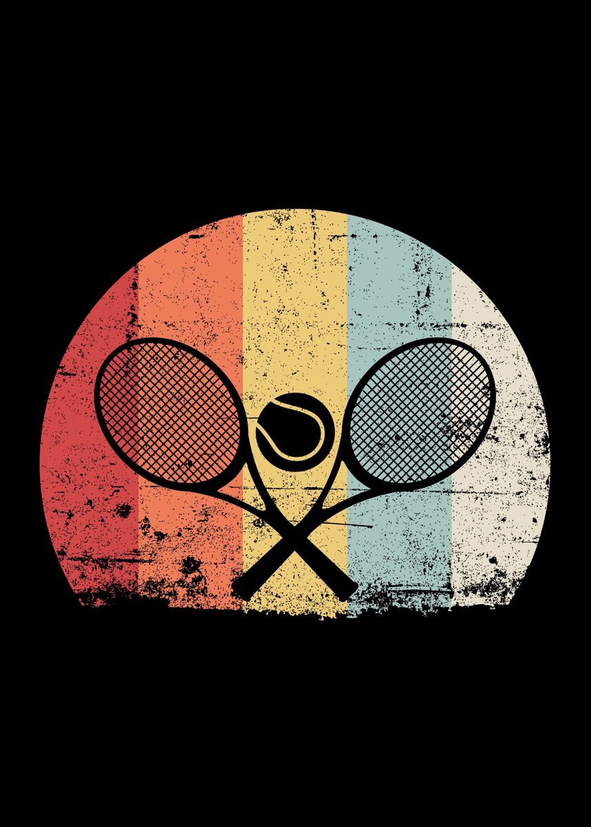 'Crossed Tennis Rackets' Poster, picture, metal print, paint by ...